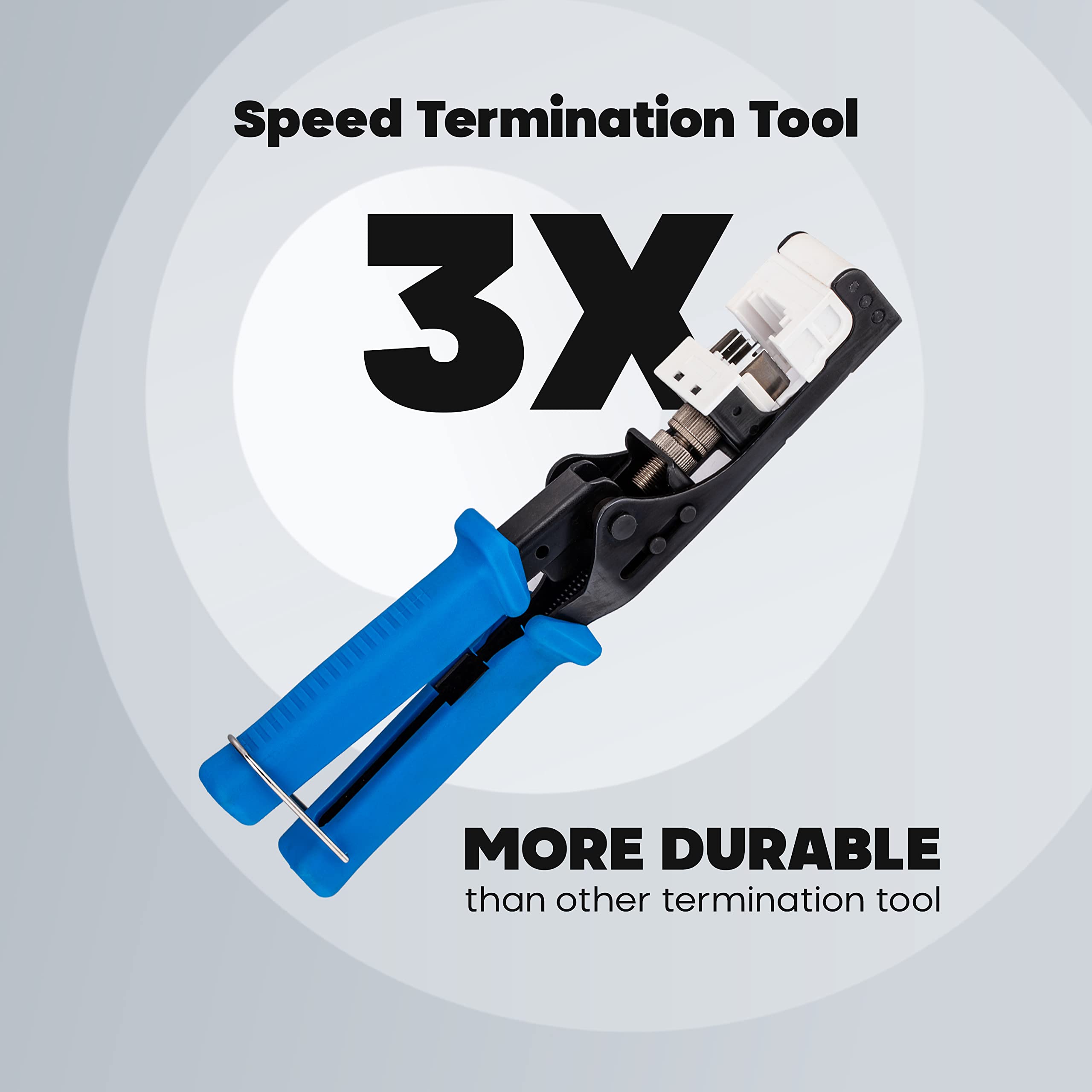 Speed Termination Tool - Easy Punch Down with Stainless Steel Blades For 45 Degree RJ45 LAN Cat6 / Cat5e Keystone Jacks + 10 White Cat6 Keystones Jack Connectors Kit