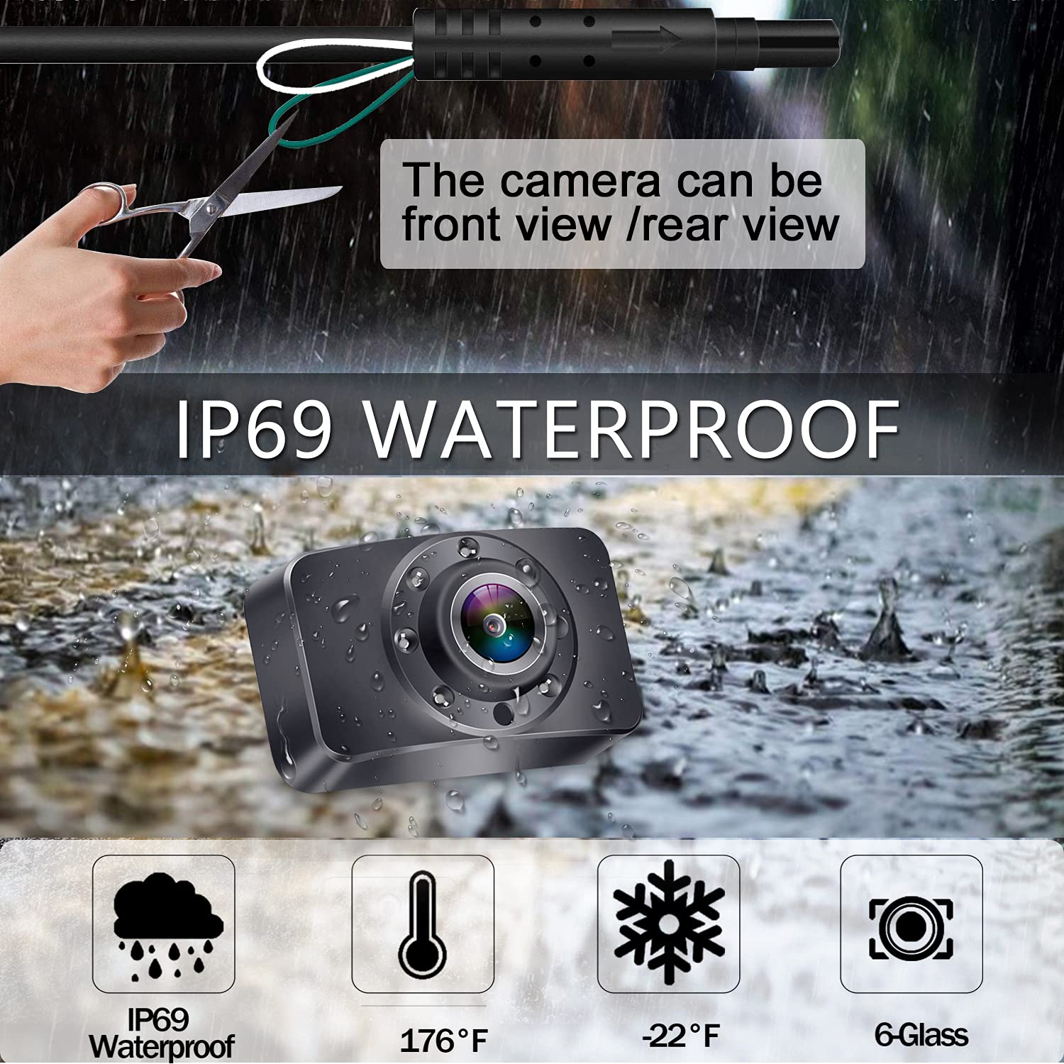 Backup Camera Car HD Rear View License Plate Back Up Reverse Cam Truck for Radio Stereo Night Vison Waterproof Yakry Y78