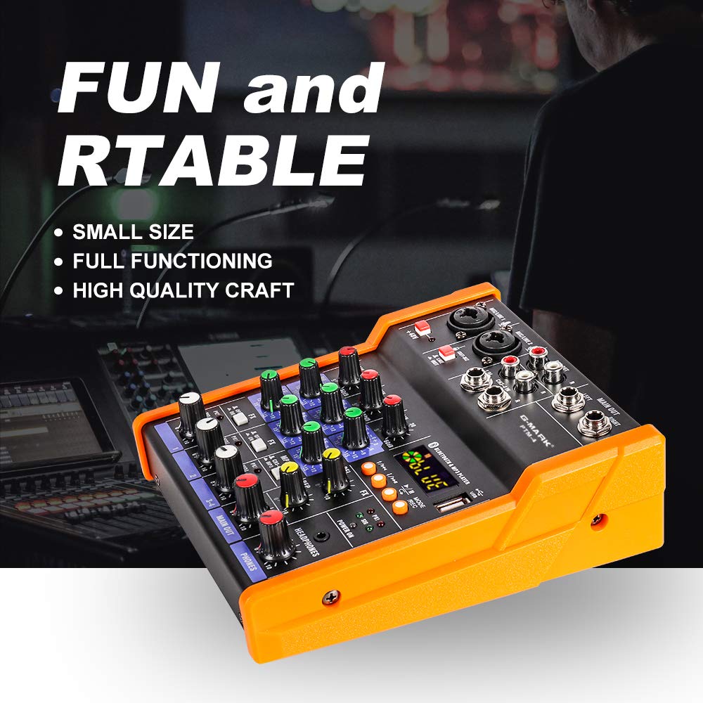 Audio Mixer Bluetooth G-MARK Professional Mixer Usb Interface Sound Board Console System 16 Channel Digital MP3 Computer Input 48V Phantom Power Stereo DJ 24-Bit SPX Effects Mixing Console