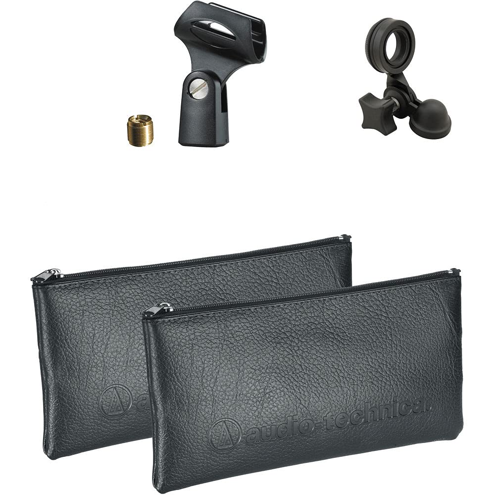 Audio Technica AT2041SP Cardioid Condenser Studio Microphone Pack Bundle with Desk Microphone Stand + Tripod Base Mic Stand with Boom + 2X Mic Cable XLR-M to XLR-F + Cloth- Top Value Bundle