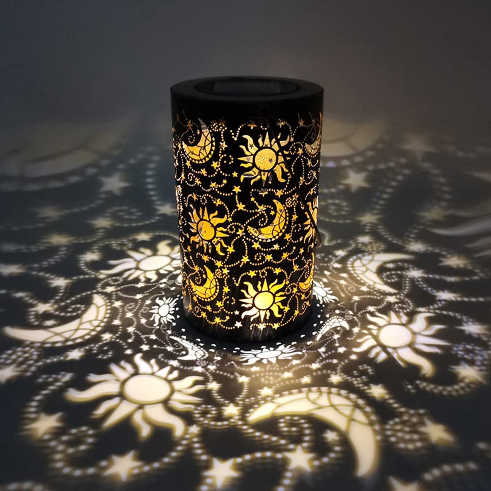 Ruiqas Solar Light Energy Saving Lamp Indoor Outdoor Hollow- Out Leaves Bucket Light Waterproof Lamp for Patio Garden Home Decoration