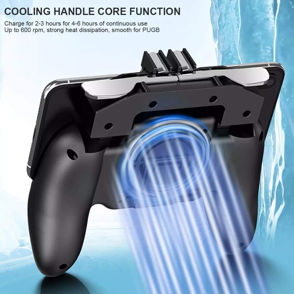 BBSJ Gaming Grip Portable Durable Upgraded 4 in 1 Game Mobile Controller with Cooling Fan Game Joystick for 4-6.5 Inch Phone