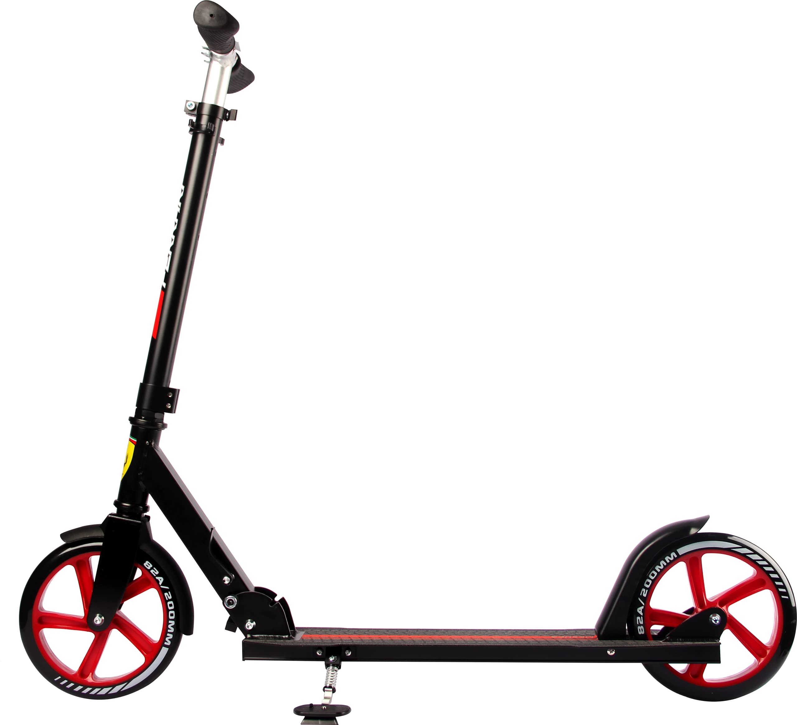 DAKOTT Ferrari Foldable Kick Scooter 2 Wheel, Quick-Release Folding System, Shock Absorption Mechanism, Large 200mm Wheels Scooters for Adults and Teens, Black, (FXA2080BLK)
