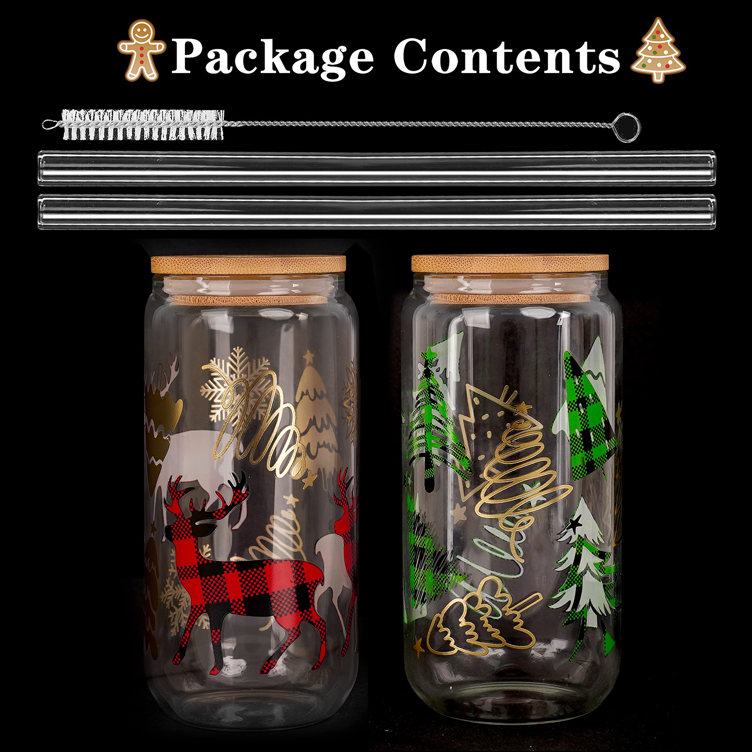 ANOTION Halloween Mugs - 18oz Halloween Ghost Decorations Glass Cups Tumbler for Iced Coffee, Glassware Cookie Jar Decor Gift Drinking Water Bottles