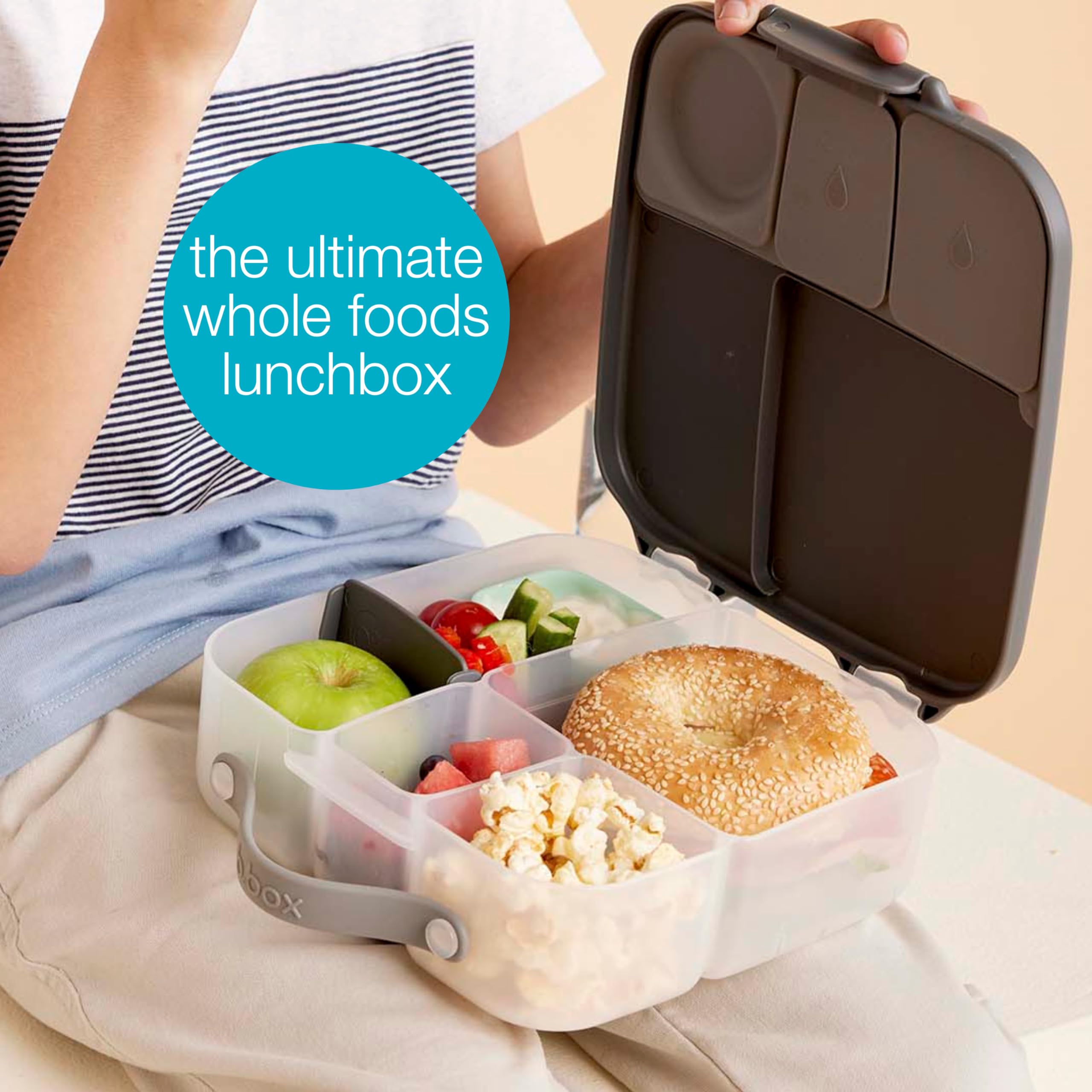 b.box Lunch Box for Kids | Bento Box | 4 Compartments (2 Leak proof), Large Size for Big Appetites | Gel Cold Pack Included | School Supplies | Kids 3+ years (Ocean Breeze, 2L capacity)