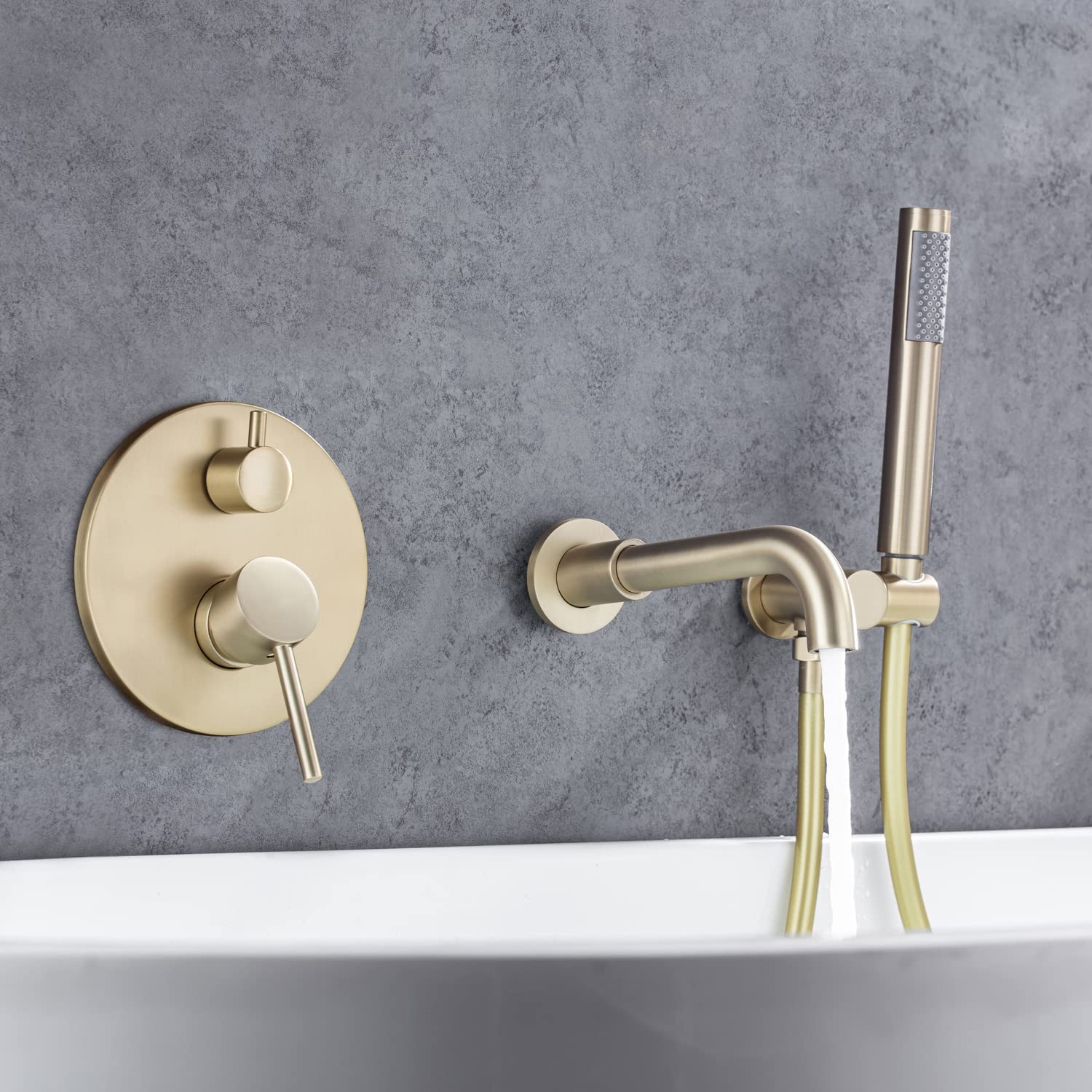 AZOS Waterfall Tub Spout Wall Mount, Bathroom Multiple Uses Waterfall Tub Spout High-Flow Filler Bath Tub Faucet Brushed Nickel