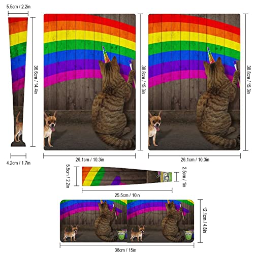 Beige Cat Unicorn Drawing Rainbow Full Protective Skin Cover Design Wrap Decal Sticker Compatible with PS5 Digital Edition Console and Controller