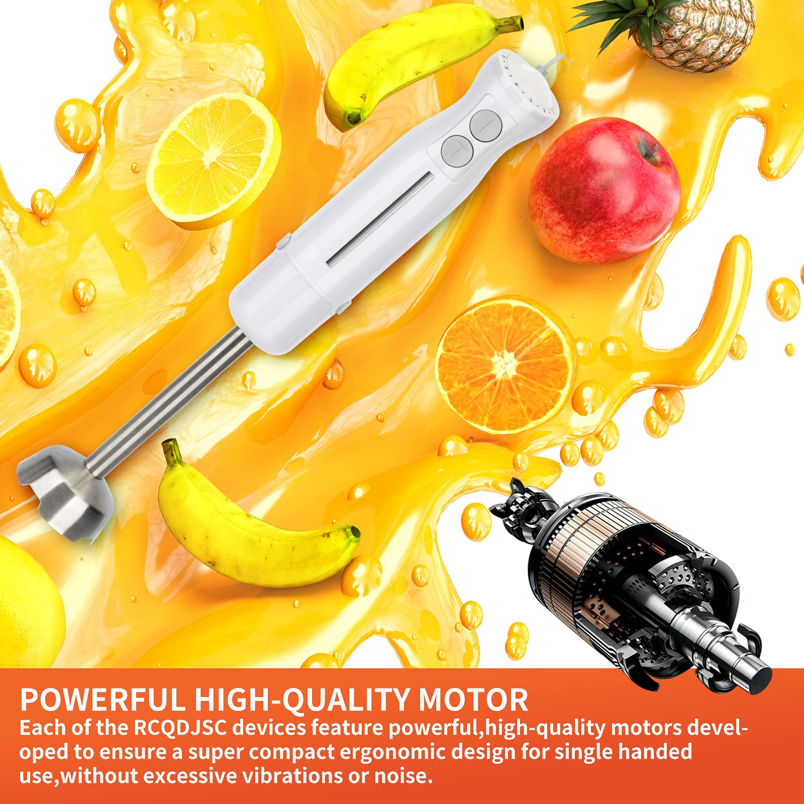 Immersion Hand Blender, Handheld Blender, 5-in-1 Multi-Function Stick Mixer, 600w 10 Speed Manual Mixer With Turbine, Mixer For Food Whipping, Milk Mixer/Egg Mixer,/Mortar and Beaker/Measuring Cup