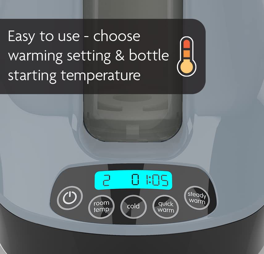 Baby Brezza Safe & Smart Electric Baby Bottle Warmer, Breastmilk Warmer + Baby Food Warmer + Defroster - Universal Warmer Fits All Feeding Bottles: Glass + Plastic β Wireless Bluetooth Control, Slate