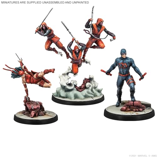 Atomic Mass Games Marvel: Crisis Protocol Shadowland Daredevil & Elektra Character Pack - Unleash Daredevil's Dark Side! Tabletop Superhero Game, Ages 14+, 2 Players, 90 Minute Playtime, Made