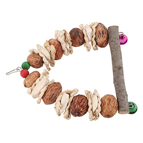 Bird Swing Healthy Cuttlefish Bone Toxic Free Parrots Swing Perch Hanging Nuts with Bells for Parakeets Parakeets (S)