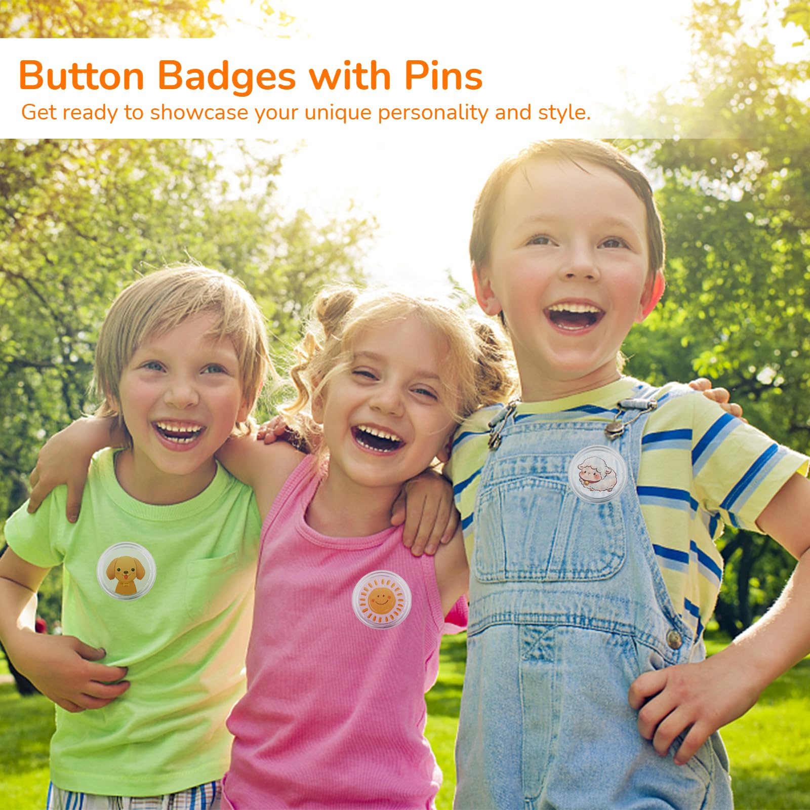 Anjetan 25 Pcs Button Badges with Pins, 3.15" Clear Button Badges, Acrylic Badge Makers for Craft Supplies, Blank Picture Button Badges Kit, Round Photo Buttons for DIY Projects