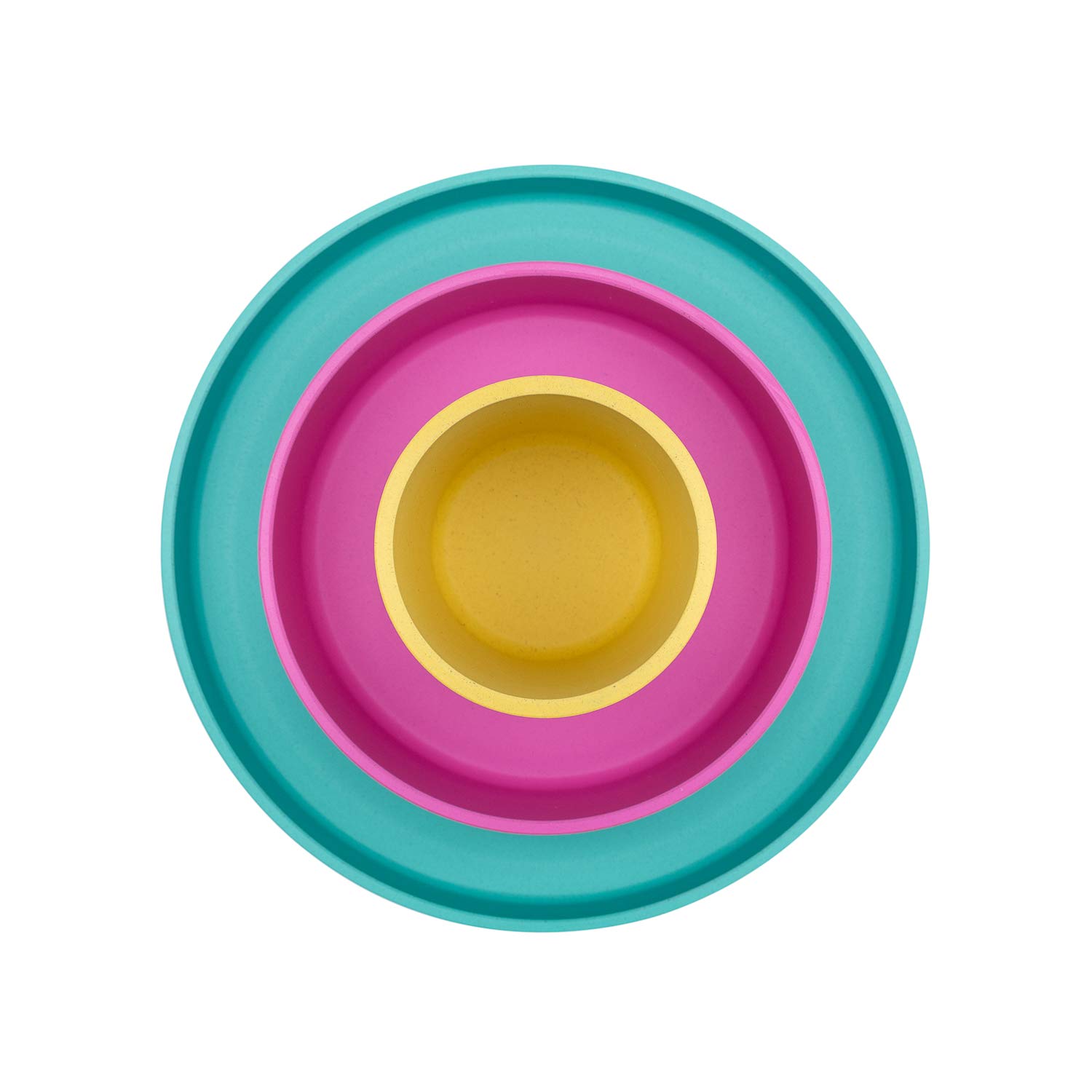 BOBO&BOO Plant-Based Dinnerware Set for Kids | Microwave & Dishwasher Safe | BPA & Melamine Free | Reusable Kids 3 Piece Set Cup, Plate and Bowl - TROPICAL