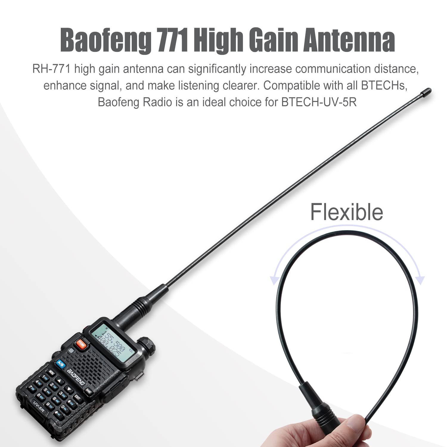 Baofeng UV-5R 8W, Ham Radio Handheld (VHF & UHF) with 1800mAh Li-ion Batteries and Gain Antenna, Earpiece, Long Range Two Way Radio (1 Pack)