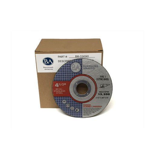 Benchmark Abrasives 4-1/2" Aluminum Oxide Quality Thin Cut Off Wheel for Metal and Stainless Steel 7/8" Arbor, Fiberglass Iron Cutting Wheel Use with Grinder - 50 Pack