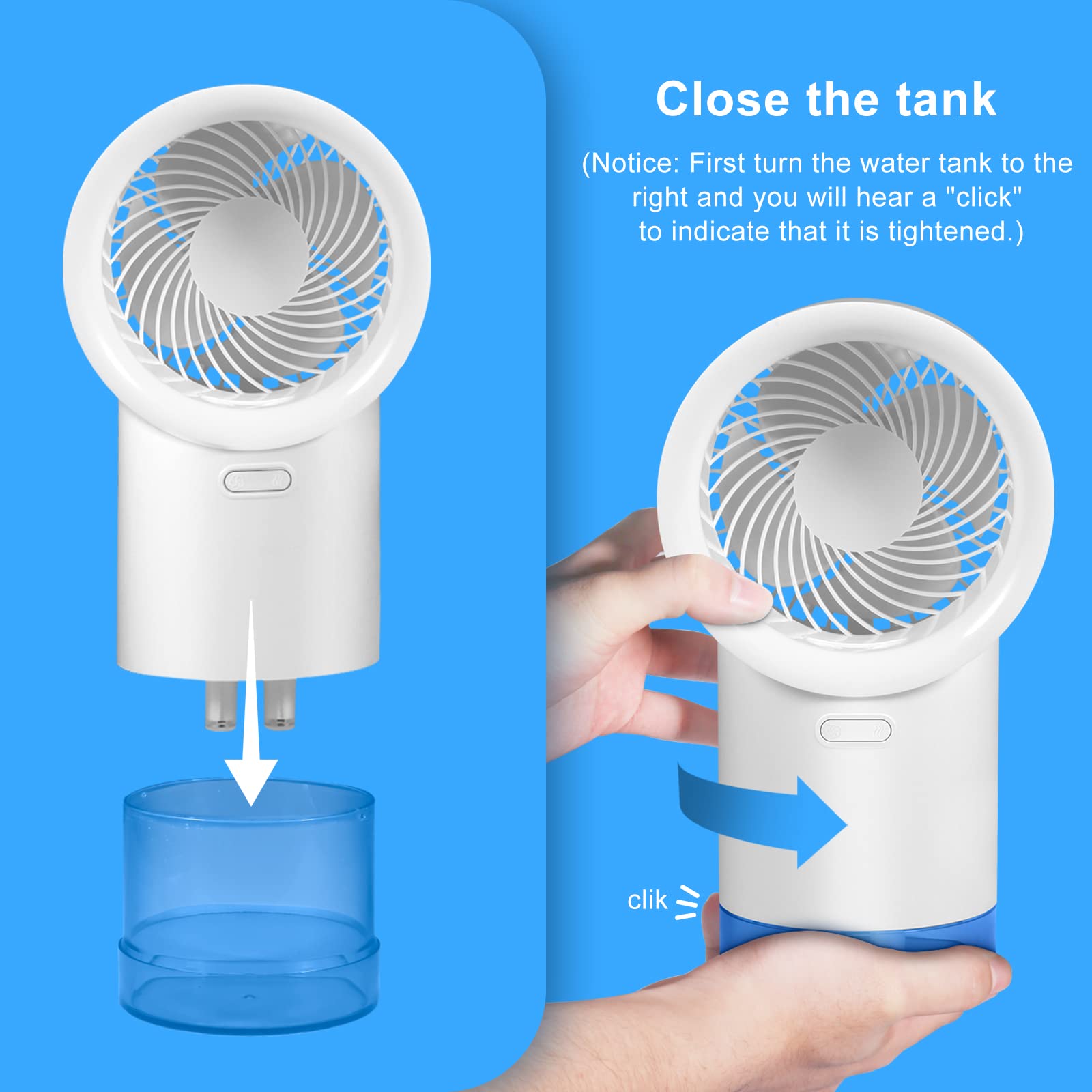 Ankuwa Personal Air Cooler, 3 in 1 Personal Desktop Cooling Fan 3 Speeds, Evaporative Portable Air Conditioner with 400ml Water ‎365-B 0