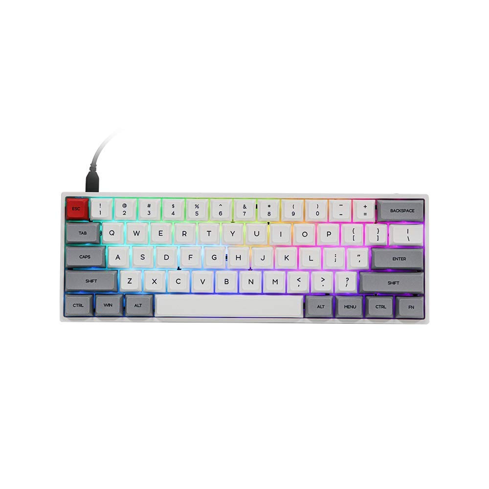 EPOMAKER SK61S 61 Keys Bluetooth 5.1 Hot Swappable Mechanical Keyboard with RGB Backlit, NKRO, Water-Resistant, Type-C Cable for Win/Mac/Gaming (Gateron Optical Blue, Grey)