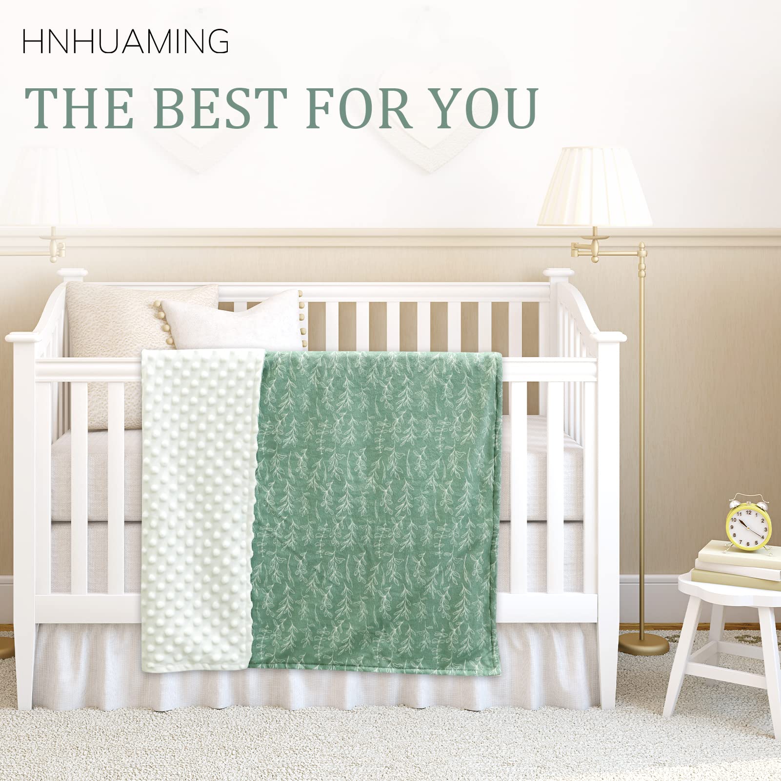 Baby Diaper Changing Pad Cover Cradle Mattress Sheets,Baby Blankets, Sage Minky Toddler Blanket for Boys Girls, Dotted Backing, Double Layer, Crib Receiving Blanket