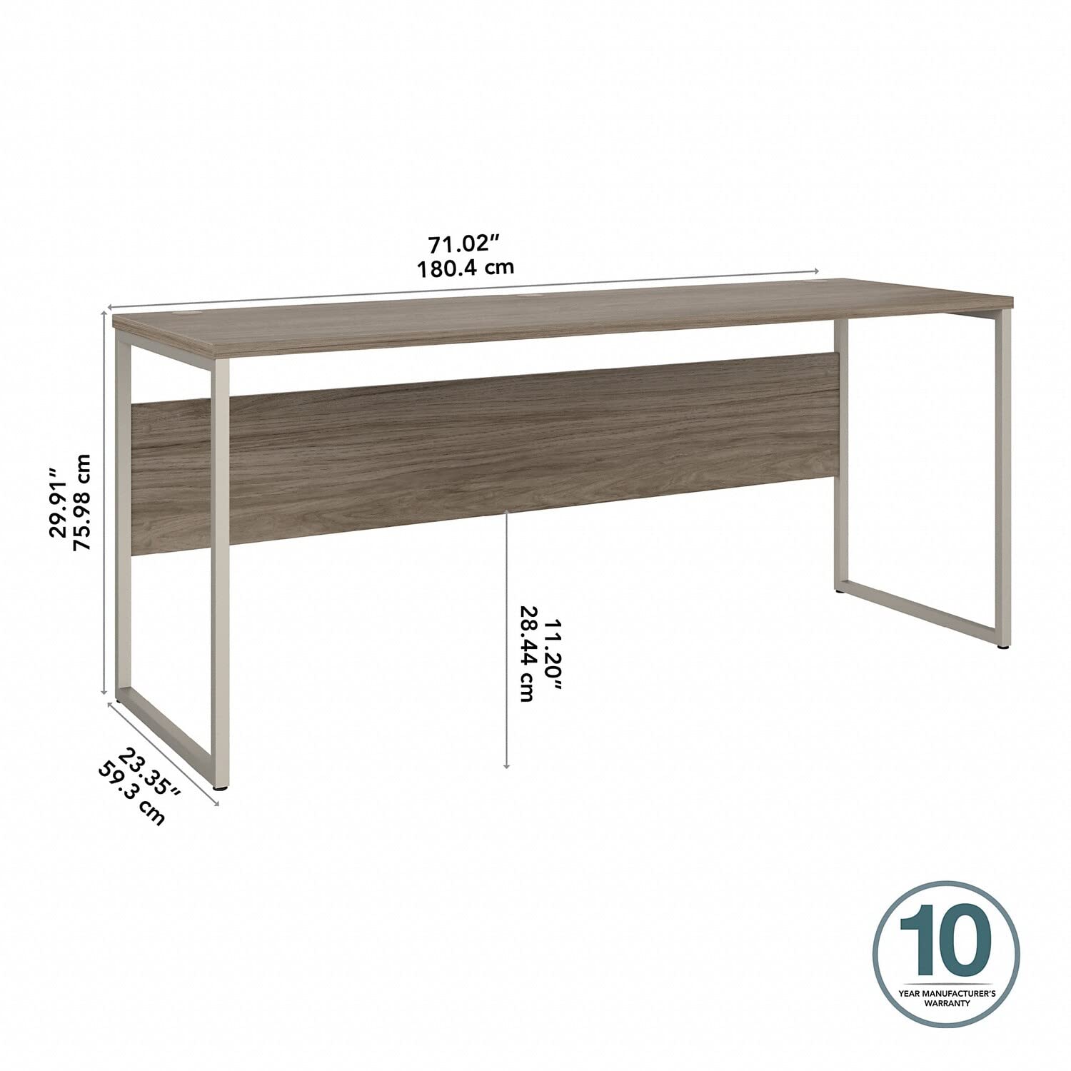 Bush Business Furniture HYD272SG Hybrid 72-Inch Computer Table Desk with Metal Legs, Storm Gray