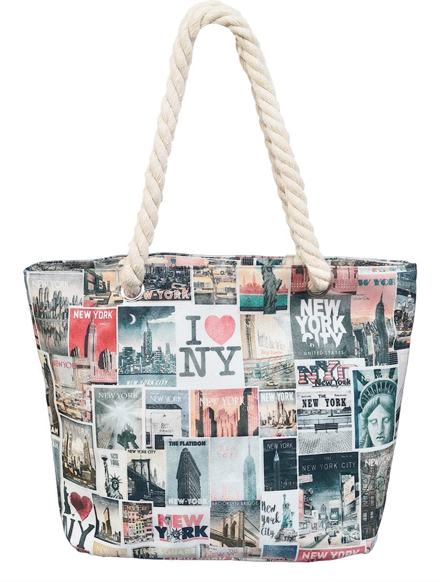 Sailman Canvas Tote Bag for Women, Shoulder Bag for Beach Travel Daily Bags (New York)