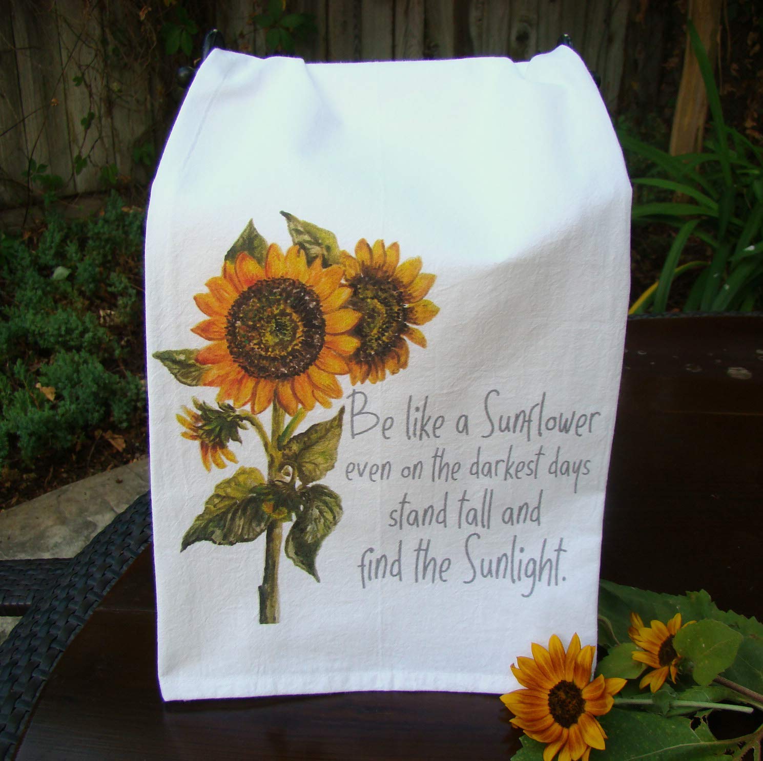 Be like a Sunflower tea towel handmade