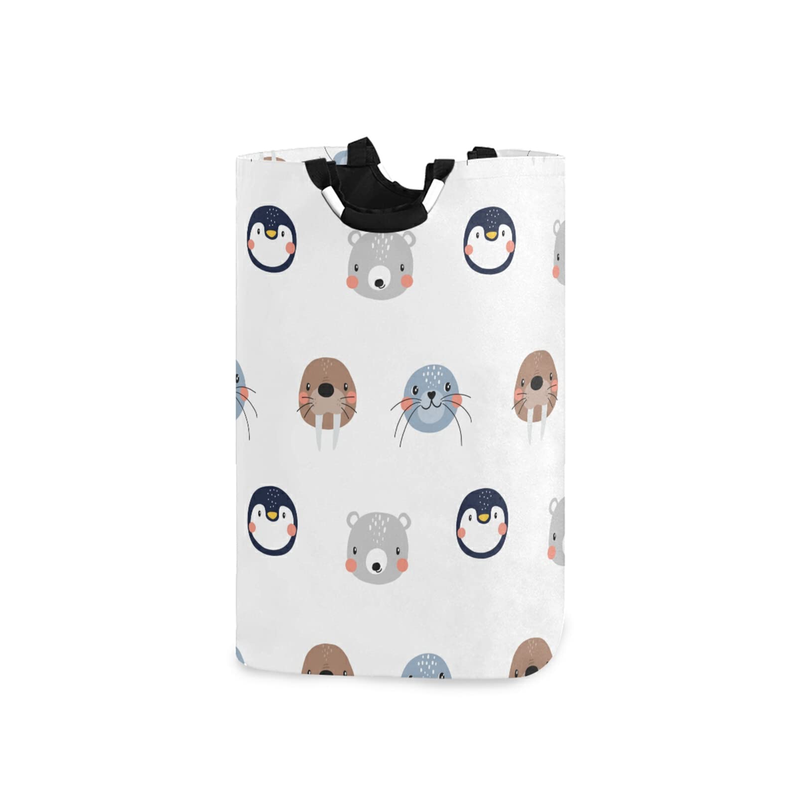 xigua Large Laundry Basket Collapsible Clothes Hamper, Waterproof Nursery Storage Bin with Handle Clothing Baskets for Bedroom Bathroom, Cute Arctic Animals