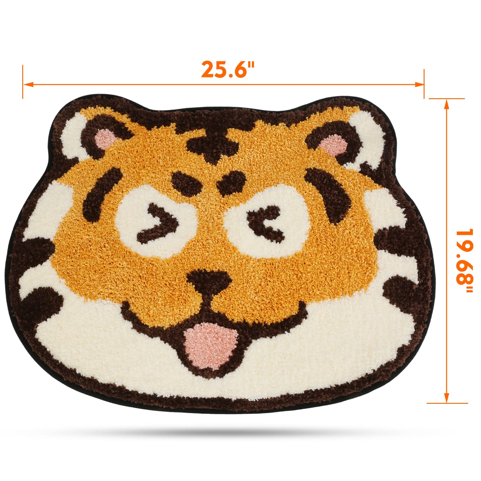 Ankah Bathroom Rugs Bath Mat, Luxury Soft Shaggy Microfiber Shower Rug, Absorbent & Slip Resistant Plush Carpets, Hotel Spa Shower & Bathtub Mats, Machine Washable,19.68"x 25.6", Tiger Face