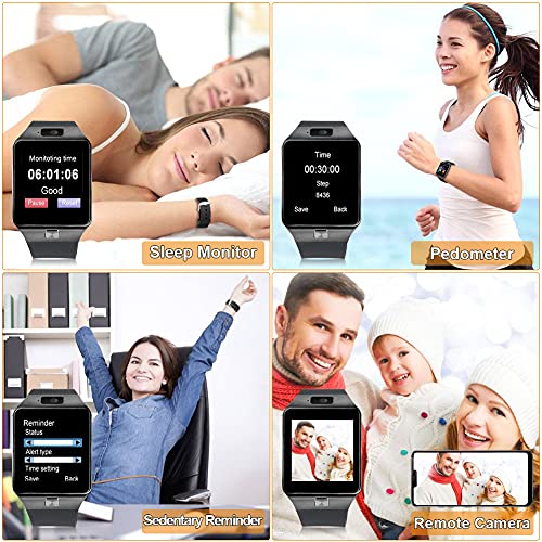 Padgene DZ09 Bluetooth Smartwatch,Touchscreen Wrist Smart Phone Watch Sports Fitness Tracker with SIM SD Card Slot Camera Pedometer Compatible with iOS Android for Kids Men Women