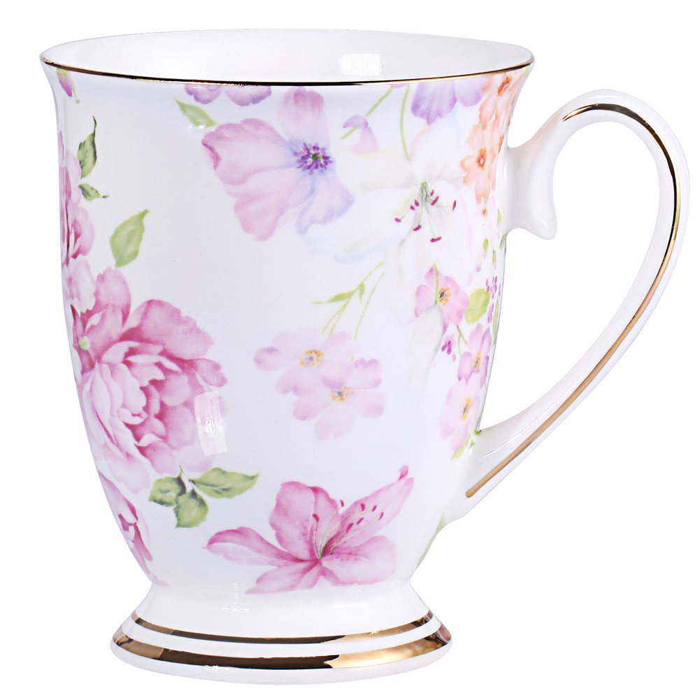 AWHOME Royal Fine Bone China Coffee Mug Assorted colors Tea Cup about 11oz /330ml (1, red)