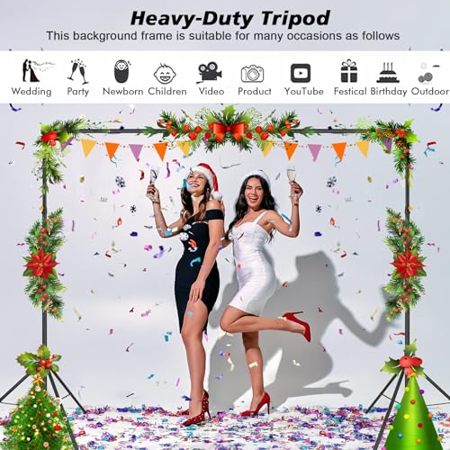 Backdrop Stand, Photo Video Studio 8.5 x10ft Adjustable Background Support System Kit with 2 Sandbag, 6 Backdrop Spring Clamp and Carry Bag for Photoshoot, Parties, Baby Shower, Birthday, Wedding