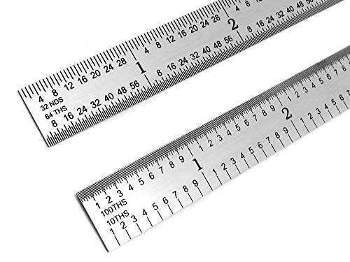 Benchmark Tools 466651 Flexible 12 Inch 5R Machinist Rule with 1/10, 1/100, 1/32 and 1/64 Markings Stainless Steel Non-Glare Satin Chrome Finish Conforms to EEC-1 Accuracy Standards (1)