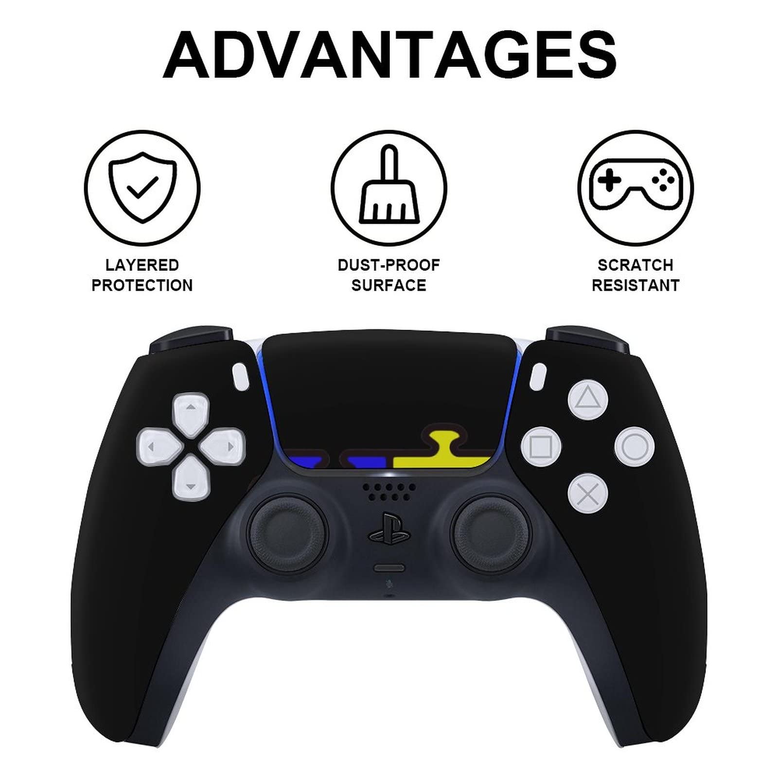 Autism Puzzle Piece 3pcs Whole Body Decal Cover Sticker for PS5 Digital Edition for PS5 Console and Controller