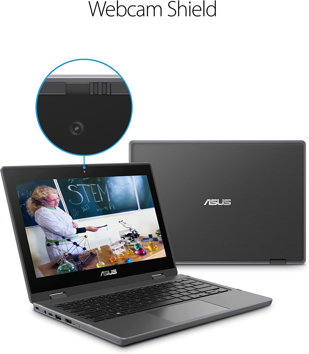 Asus BR1100 Laptop 11.6" HD Anti-Glare Touchscreen Display Intel Celeron N4500 4GB RAM 128GB Storage Dual Cam Windows 10 Pro Dark Grey Stylus Included