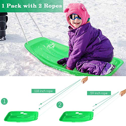 Atalawa Snow Sleds Toboggans, Sledges & Toboggans Heavy Duty Sledge Toboggan Sleigh Sled Plastic Unisex Ski Fun Board, Greenā¦