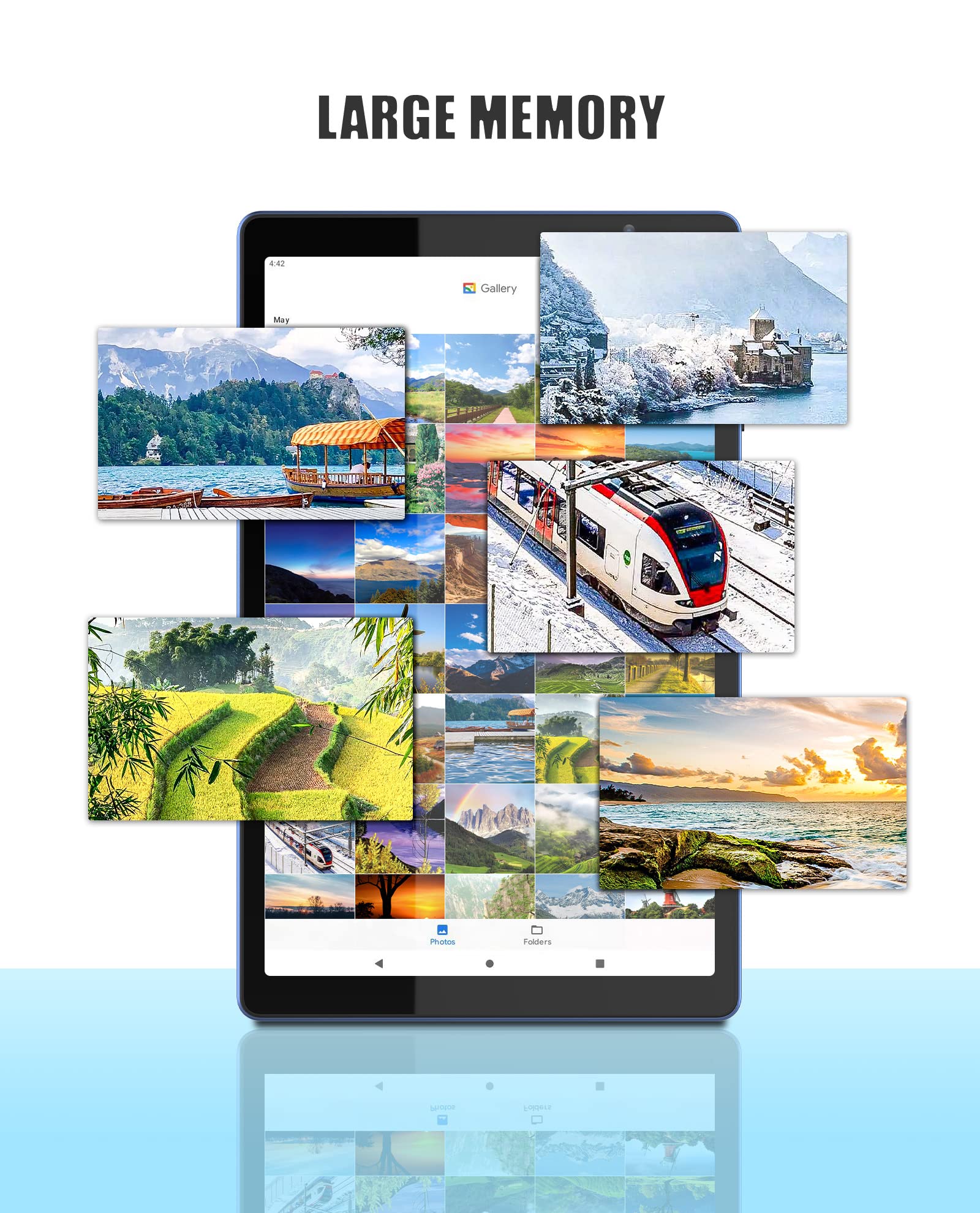 BAKEN Android 12 Tablet 10 inch Tablets, 2GB RAM 32GB ROM, Quad-Core Tablets, IPS HD Touch Screen and Dual Speaker, 2.4G Wi-Fi Tablets, 256GB SD Card Expand, 6000mAh Long Battery Life（Blue）