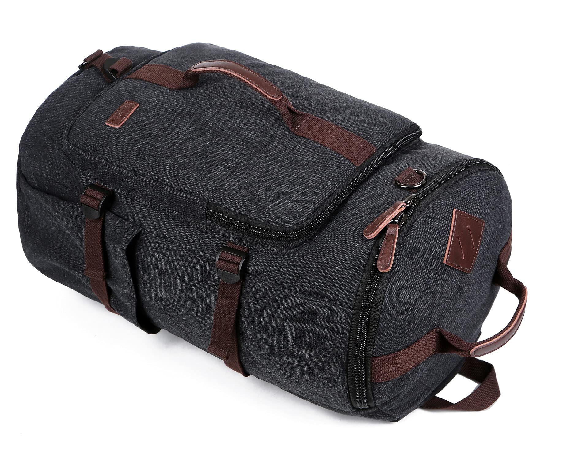 BAOSHA Canvas Weekender Travel Duffel Backpack Hybrid Hiking Rucksack Laptop Backpack for Outdoor Sports Gym HB-26(Grey)