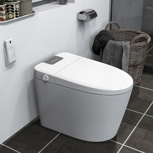 Auto Open/Close Lid Smart Toilet Bidet with Built-in Tank, Auto Flush & Wash, Elongated Heated Seat, Adjustable Water Temperature, and LED Light (1.28GPF)
