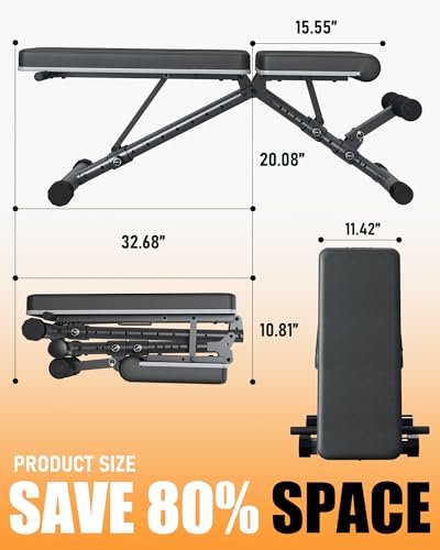 BARWING Adjustable Weight Bench 111, 800 LB Heavy Duty Incline Decline Bench for Home Gym, Easy Assembly Foldable Training Lifting Bench