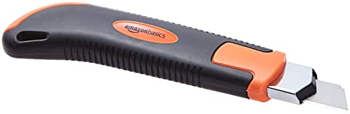 Amazon Basics Heavy Duty Retractable Utility Knife with Ergonomic Handle, Multi-Position Locking, 10 Replacement Blades, 5-Pack, Multicolor