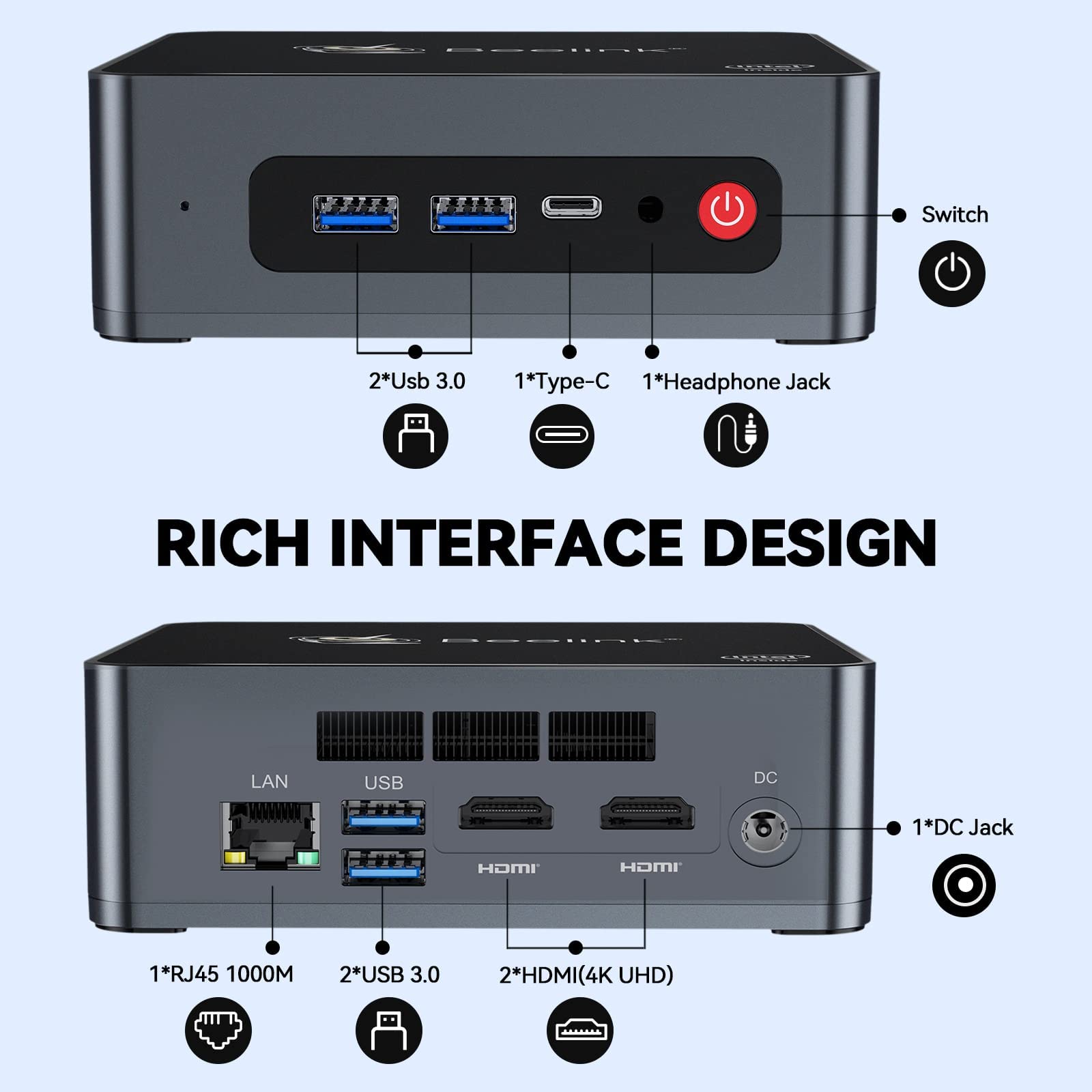 Beelink Mini PC Windows 10 Pro, Intel 11th Gen Processor(Up to 2.9GHz) 8GB RAM 256GB SSD, U59 Mini Computers Support 60Hz 4K UHD Dual HDMI/USB 3.0/Dual Band WiFi/Gigabit Ethernet/BT 4.2 (Renewed)