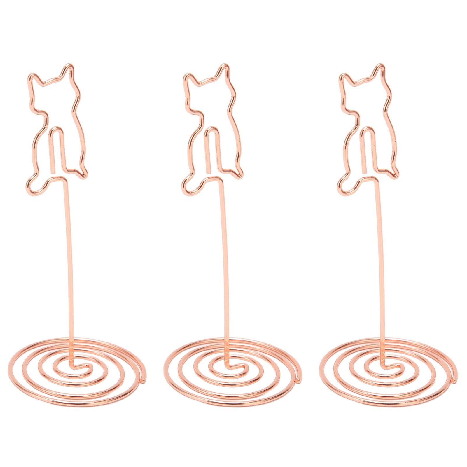 Decorative Shaped Table Number Holder, 10Pcs Metal Place Card Holders Multipurpose Memo Photo Stand Holder for Wedding Party (Cat)