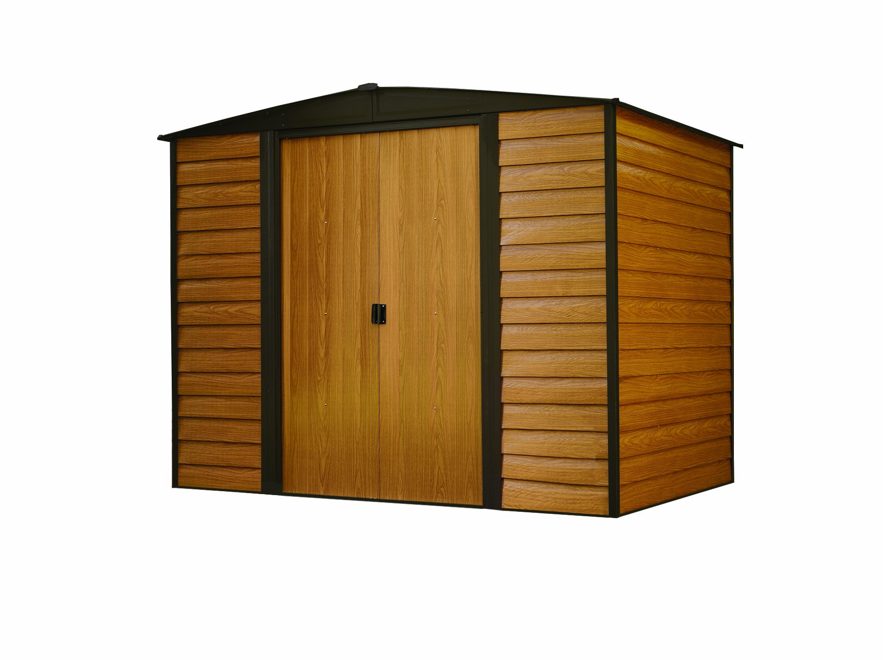 Arrow Shed WR65 Steel 6 x 5 ft. Low Gable Galvanized Coffee/Woodgrain Storage Shed, Wood Grain