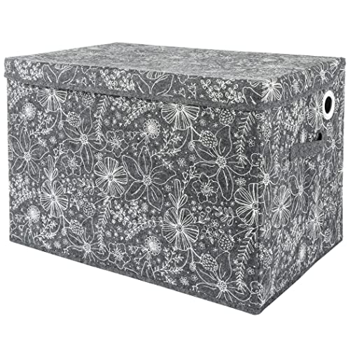 Sammy & Lou Collapsible Felt Soft Toy Box for Toddlers Toy Storage Organizer with Handles and Hinged Lid, 22 x 14.5 x 15 inches, Floral