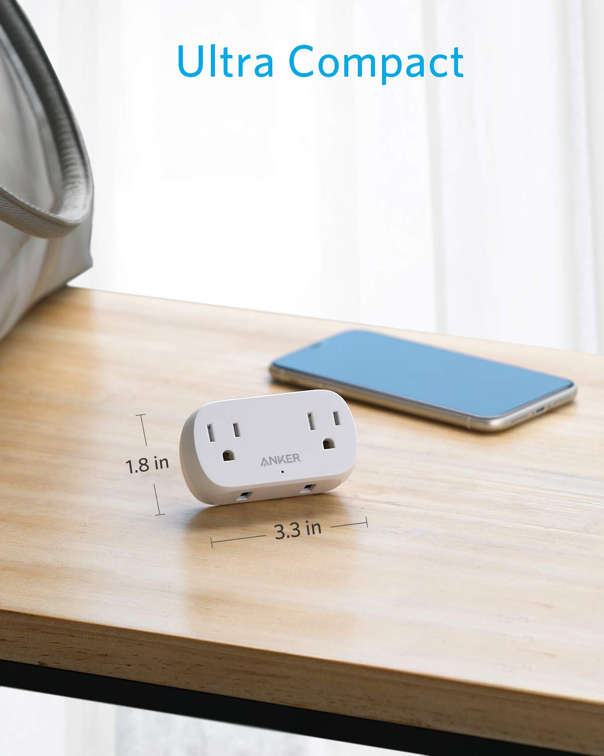Anker Outlet Extender with USB Wall Plug, PowerExtend USB Plug 2 Mini Charger with 2 Outlets, 2 USB Ports, and PowerIQ Technology, Compact for Travel, Desk, and Cruise Essentials