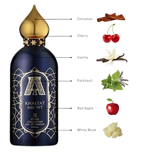 Attar Collection Khaltat Night - Cherry Sweet Fragrance - Eau De Parfum - Cherry, Red Apple, Vanilla, Patchouli & Musk - Perfume for Women & Men - 100ml/3.4fl oz