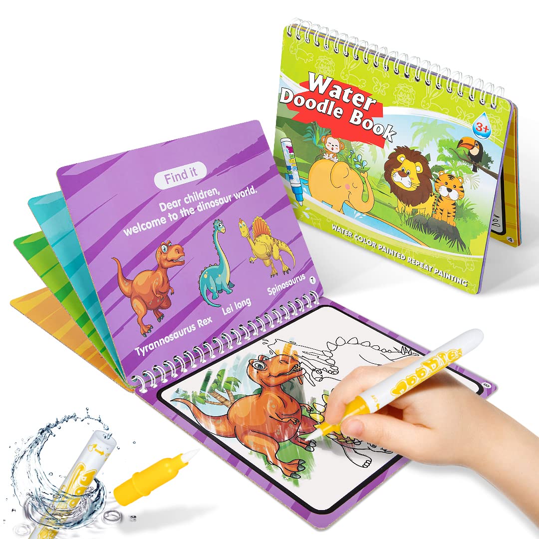 HahaGift Toys for 1 2 3 Year Old Boys Girls Gift, Magic Water Drawing Book Dinosaur Toys for Kids 3-5, Educational Learning Toys for Toddlers 1-3, Best Birthday Gifts for 3 2 1 Year Old Kids !