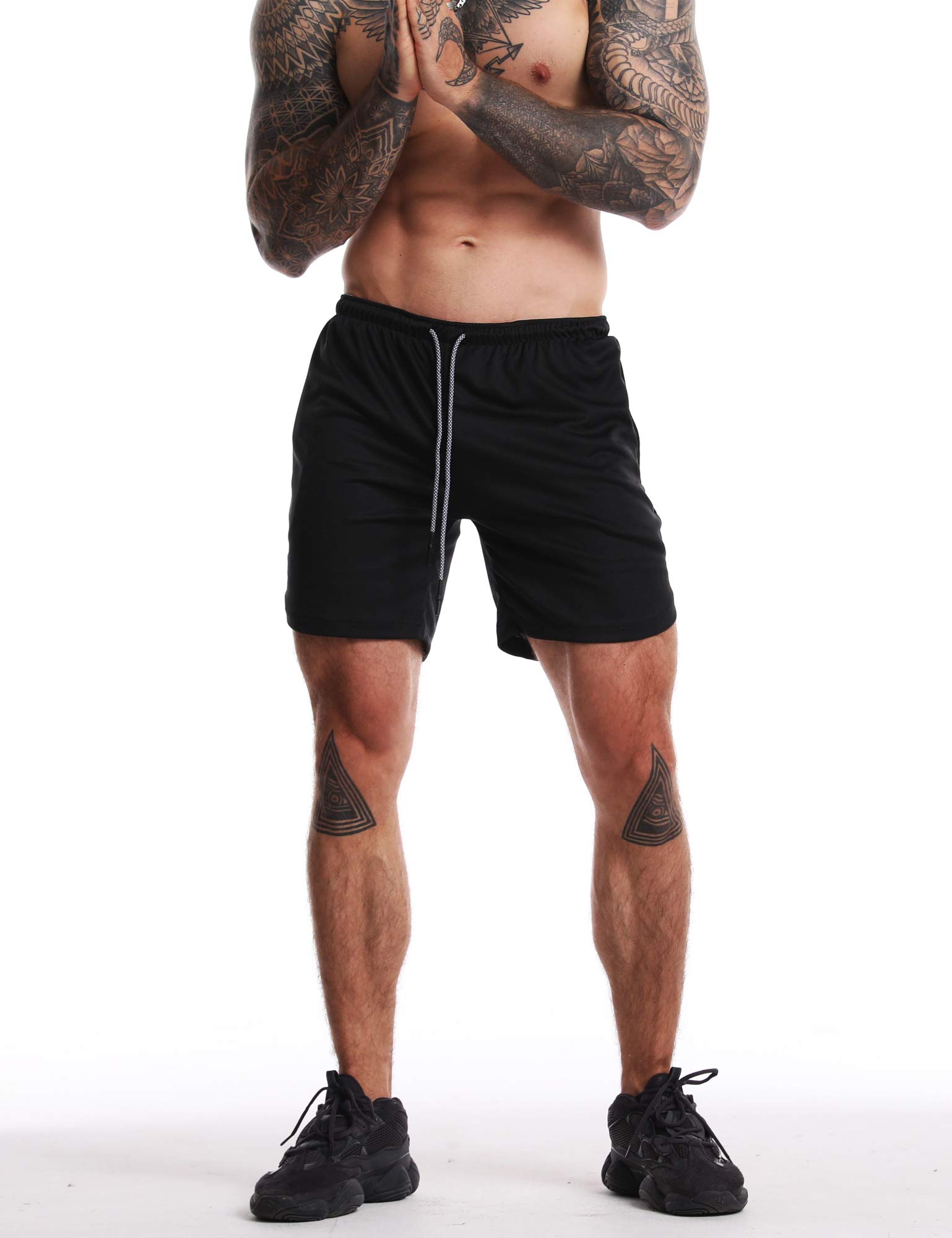 FLYFIREFLY Men's 2-in-1 Workout Running Shorts 7" Lightweight Gym Yoga Training Sport Short Pants Yellow Camo