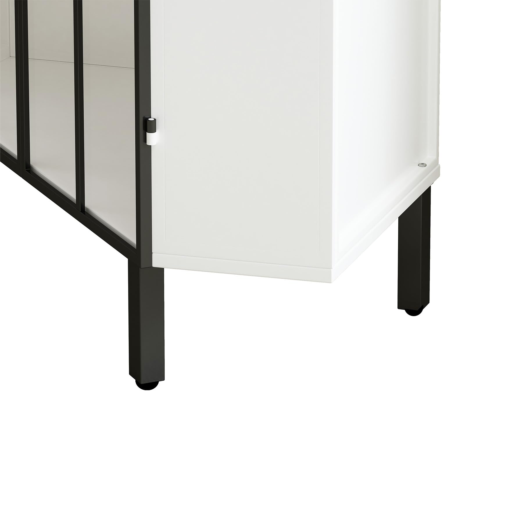 CuisinSmart Corner Cabinet 37.40 inch Corner Table Sideboard Cabinet with 2 Doors and 2-Tier Shelves Free-Standing Metal Frame Storage Shelf Organizer for Living Room Kitchen Bedroom Bathroom White