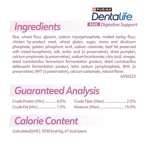 Purina Dentalife Plus Digestive Support Chicken and Pumpkin Flavor Small/Medium Dog Dental Chews - 19 ct. Pouch