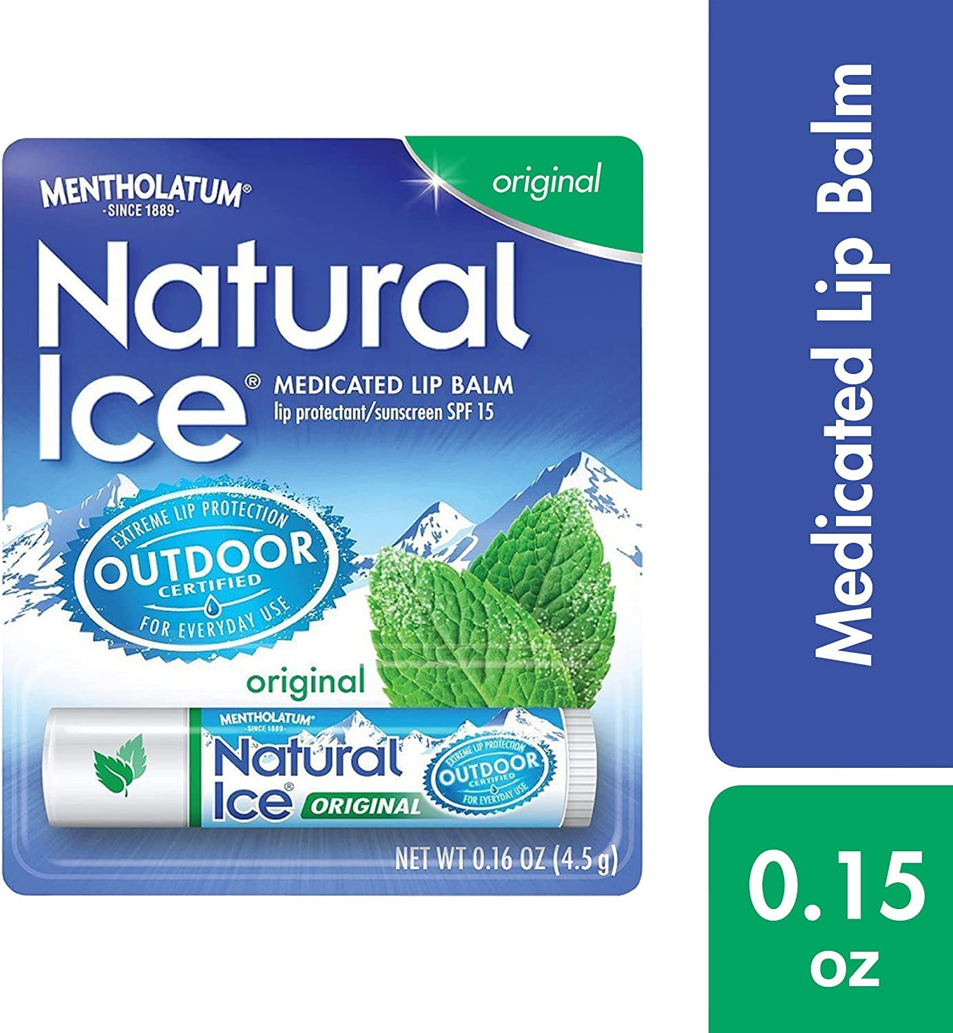 Mentholatum Natural Ice Lip Balm Original SPF 15 1 Each ( Pack of 3)